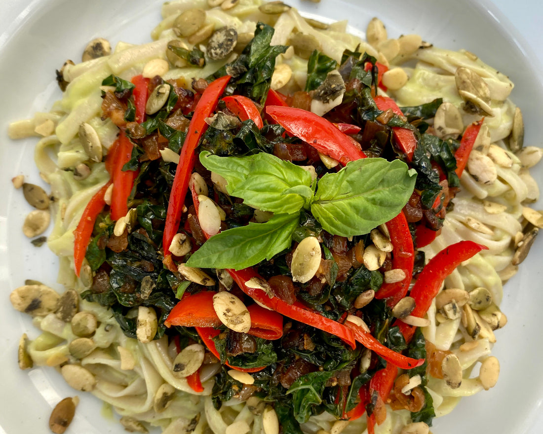 Buckwheat Pasta with Avocado Miso Sauce – Go Raw